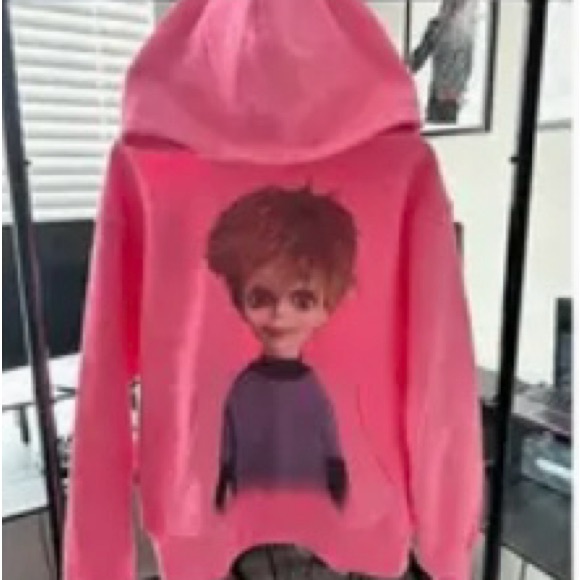 Sweaters | Pink Hoodie With Cartoon Character | Poshmark